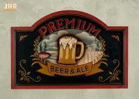 China Custom Wooden Wall Signs Antique Wood Pub Sign Resin Beer Wall Decor Green Color for sale
