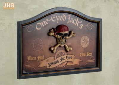China Personalized Wall Decor 3D Resin Pirate Antique Wooden Wall Plaque Decorative Wall Plaques for sale