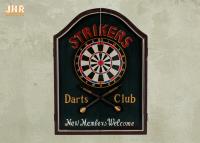 China MDF Wall Hanging Dart Board Antique Wood Dart Cabinet Set Decorative Wooden Dart Box for sale