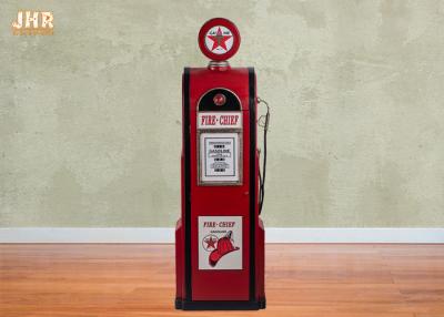 China Gas Pump Storage Rack Antique Decorative Wood Storage Cabinets Red Color MDF Floor Rack for sale