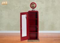 China Antique Storage Cabinets Wooden Gas Pump Display Cabinet MDF Storage Rack Red Color for sale