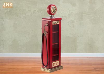 China Antique Storage Cabinets Wooden Gas Pump Display Cabinet MDF Storage Rack Red Color for sale