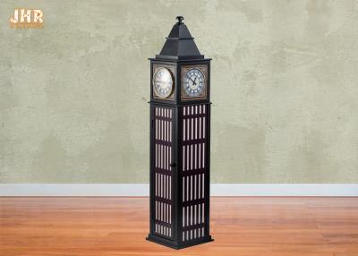 China Tower Shape Storage Rack Wood Floor Clock MDF CD DVD Storage Cabinets Wooden Floor Rack Black Color for sale