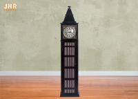 China Tower Shape Storage Rack Wood Floor Clock MDF CD DVD Storage Cabinets Wooden Floor Rack Black Color for sale