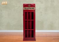 China British Telephone Booth Storage Cabinet Antique Wood Storage Rack MDF Floor Rack Red Color for sale