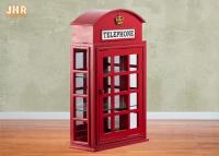 China British Telephone Booth Cabinets Decorative Wooden Cabinet Red Color MDF Floor Rack Furniture for sale