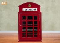 China British Telephone Booth Cabinets Decorative Wooden Cabinet Red Color MDF Floor Rack Furniture for sale