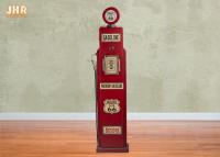 China Antique Gas Pump Design Decorative Wooden Cabinet Red Color Wood Floor Rack Furniture for sale