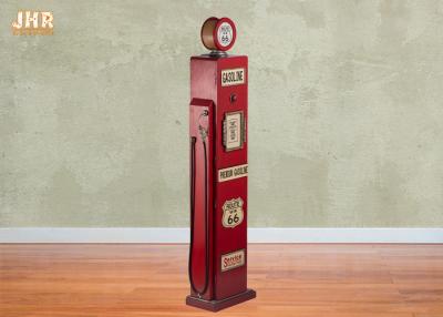China Antique Gas Pump Design Decorative Wooden Cabinet Red Color Wood Floor Rack Furniture for sale
