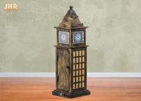 China Tower Shape Tabletop Lamp Antique Wooden Tower Sculpture Decorative Lamp Bronze Color for sale