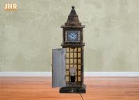 China Tower Shape Tabletop Lamp Antique Wooden Tower Sculpture Decorative Lamp Bronze Color for sale