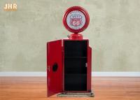 China Red Multimedia Storage Rack Decorative Wooden Cabinet Wood Tabletop Clock Red Color for sale
