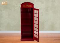 China Telephone Booth Display Accent Cabinet MDF Wine Holder Red Color Decorative Storage Cabinets for sale
