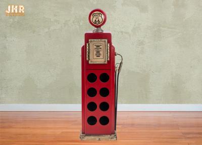 China Antique Wood Wine Rack Decorative Storage Cabinets MDF Floor Wine Rack 8 Bottle Red Color for sale