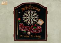 China Antique Dart Cabinet Set Decorative Wooden Cabinet MDF Wall Hanging Dart Board for sale