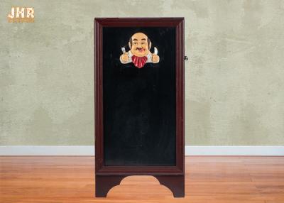 China Outdoor Wood Framed Double Sided Menu Board 3D Polyresin Chef Figurine Restaurant Decor for sale