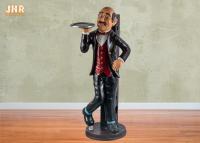 China 110cm Height Antique Polyresin Statue Figurine Resin Butler 3 Wine Holder Statues for sale