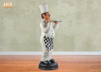 China Smiling Fat Polyresin Chef Statue Resin Chef Sculpture French Chef Figurine Statue White for sale