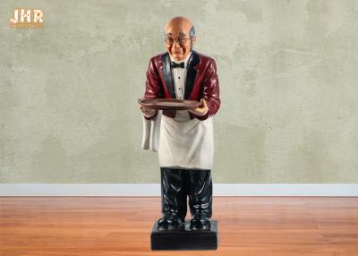 China Red Poly Butler Statue Fat Chef Kitchen Decor Resin Butler Sculpture Statue 90cm for sale