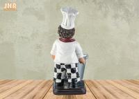 China Polyresin Chef Bottle Holders Restaurant Italian Chef Tabletop Statue Wine Rack for sale