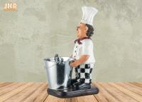 China Polyresin Chef Bottle Holders Restaurant Italian Chef Tabletop Statue Wine Rack for sale