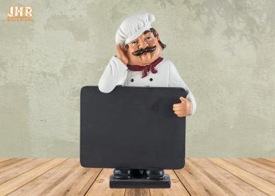 China Antique Polyresin Chef Figurines Mini Wooden Chalkboards Resin Chef Tabletop Statue for sale