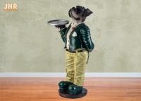China Antique Dog Figures Polyresin Statue Figurine Resin Dog Holding Tray Sculpture Multi Color for sale