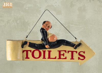 China Funny Toilet Signs Polyresin Statue Figurine Resin Wall Mounted Sign Bar Sign Decor for sale