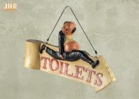 China Funny Toilet Signs Polyresin Statue Figurine Resin Wall Mounted Sign Bar Sign Decor for sale