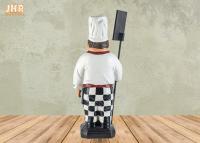 China Antique Resin Fat Chef Polyresin Statue Figurine Poly Chef Holding Wooden Chalkboard for sale
