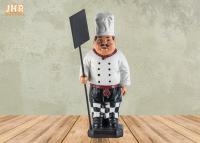 China Antique Resin Fat Chef Polyresin Statue Figurine Poly Chef Holding Wooden Chalkboard for sale