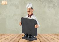 China Wood Mini Chalkboards Polyresin Statue Figurine Small Resin Chef Tabletop Statue for sale