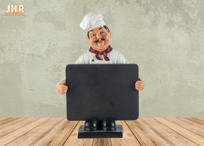 China Wood Mini Chalkboards Polyresin Statue Figurine Small Resin Chef Tabletop Statue for sale