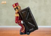 China Antique Decorative Polyresin Statue Figurine Butler Sculpture Wine Bottle Rack for sale