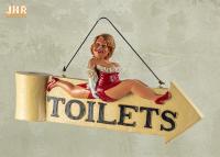 China Funny Fat Lady Toilet Direction Signs Decorative Polyresin Figurine Wall Hanging Sign for sale