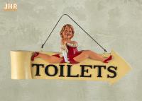 China Funny Fat Lady Toilet Direction Signs Decorative Polyresin Figurine Wall Hanging Sign for sale