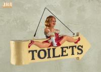 China Funny Fat Lady Toilet Direction Signs Decorative Polyresin Figurine Wall Hanging Sign for sale