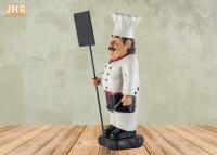 China Decorative Fat Chef Statue Polyresin French Chef Figurine With Wooden Chalkboards for sale