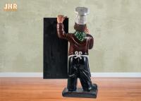 China Wooden Menu Boards Polyresin Statue Figurine Poly Resin Floor Chef Sculpture For Restaurant for sale