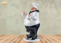 China Antique Fat Chef Decor Polyresin Statue Figurine Resin Chef 2 Bottle Tabletop Wine Holder for sale
