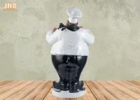 China Antique Fat Chef Decor Polyresin Statue Figurine Resin Chef 2 Bottle Tabletop Wine Holder for sale