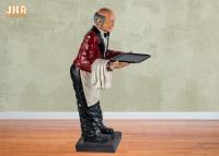 China 145cm Height Antique Polyresin Statue Figurine Resin Butler Holding A Plastic Tray for sale