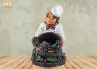 China Chef Table Decor Polyresin Statue Figurine Resin Chef Wine Holder Small Chef Sculpture for sale