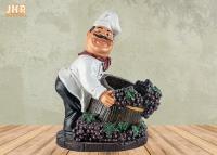 China Chef Table Decor Polyresin Statue Figurine Resin Chef Wine Holder Small Chef Sculpture for sale