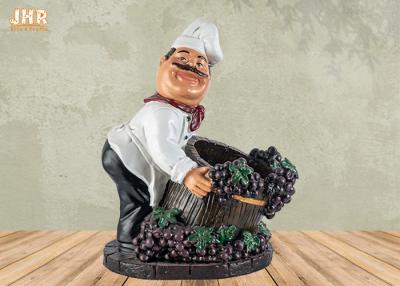 China Chef Table Decor Polyresin Statue Figurine Resin Chef Wine Holder Small Chef Sculpture for sale