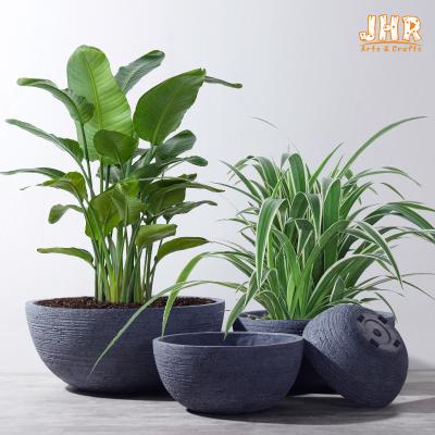 China Round Planters Resin Pot Planter Set Lightweight Pots Garden Flower Pots MGO Flowerpots Clay Pots for sale