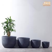China Weathered Garden Pots Clay Flower Pots Resin Outdoor Plant Pots Gray Flower Pots Fiberglass Planters for sale