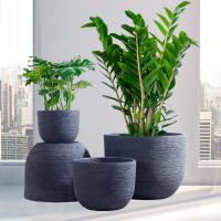 China Weathered Garden Pots Clay Flower Pots Resin Outdoor Plant Pots Gray Flower Pots Fiberglass Planters for sale