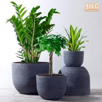 China Weathered Garden Pots Clay Flower Pots Resin Outdoor Plant Pots Gray Flower Pots Fiberglass Planters for sale