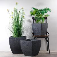 China Clay Pot Planter Set Concrete Planters Big Planter Pots Square Planters Indoor Planters Grey Color for sale